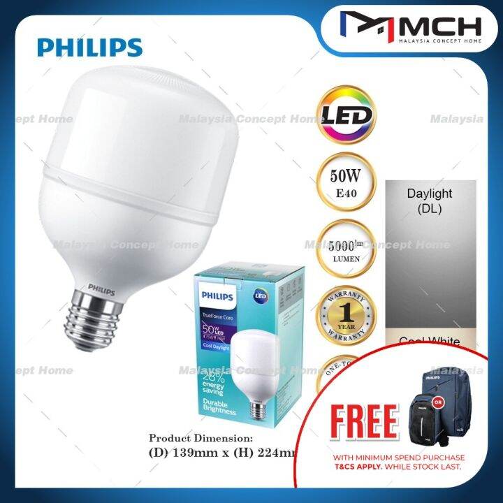 PHILIPS TRUEFORCE CORE 50W/80W E40 INDUSTRIAL HIGH BAY LED BULB | Lazada