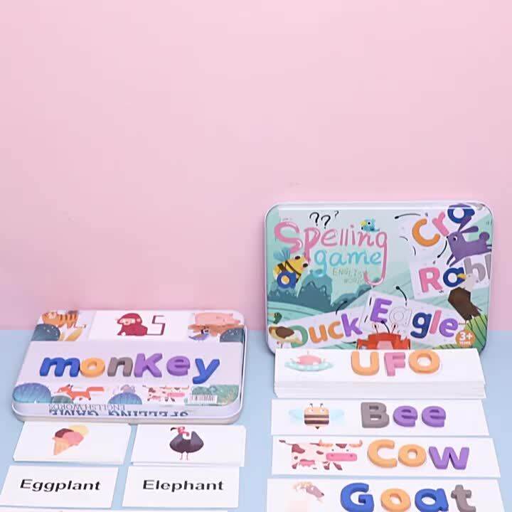 Montessori Wood Alphabet Letter Learning Card Set Word English Spelling ...