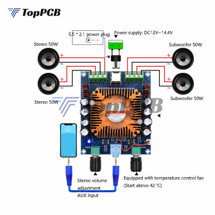 XH-A372 50W*4 High power 4 channel automotive grade amplifier TDA7850 ...