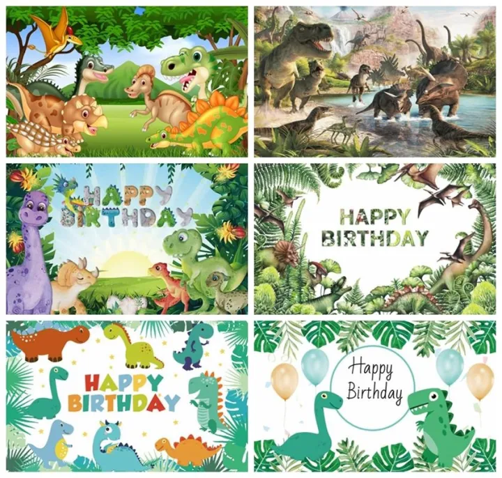 Laeacco Birthday Backdrops Jungle Party Jurassic World Dinosaur Newborn ...
