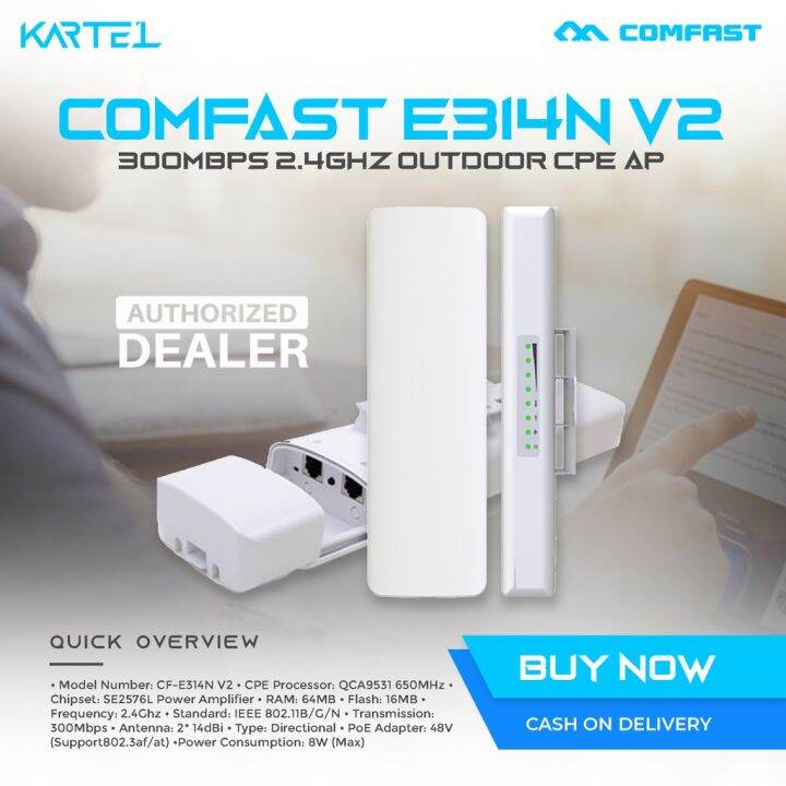 COMFAST CF-E314N V2 300Mbps Wireless Outdoor CPE Bridge 2.4G 2 *14dBi ...