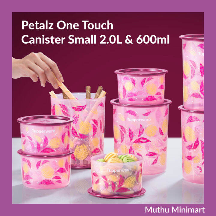 Original Tupperware | Petalz One Touch Canister Small Food Storage Food Container 2L 600ml ...