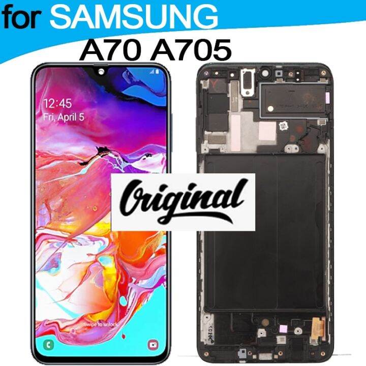 อะไหล่ซัมซุงแอลซีดี AMOLED ของแท้6.7 ''A70หน้าจอสัมผัส Galaxy สำหรับ SM ...
