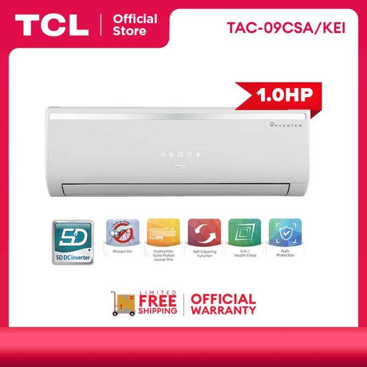 Tcl 1hp Inverter Aircon Split Type Air Conditioner Tac 09csakei White