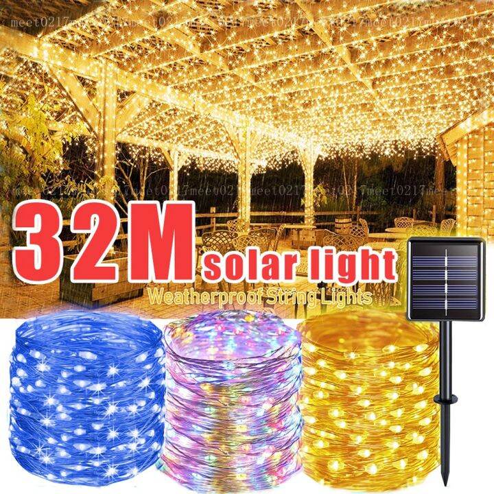 outdoor solar light string 10M/22M/32M 100/200/300 LEDS waterproof ...