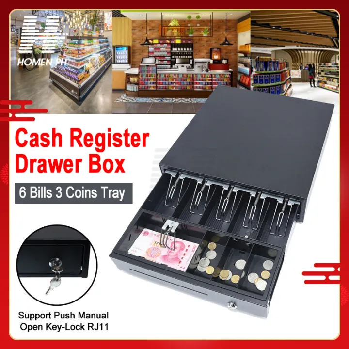 Heavy Duty Electronic Cash Drawer Box Case Storage 6 Bills 3 Coins Tray ...
