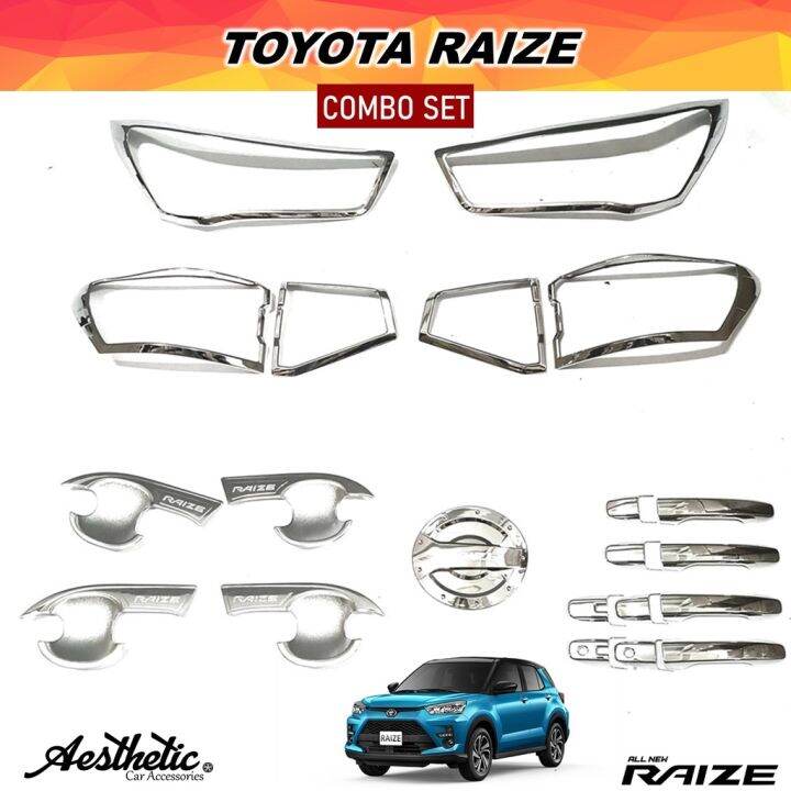 Toyota Raize 2022 CHROME Garnish ACCESSORIES Combo Set HeadLight Cover ...
