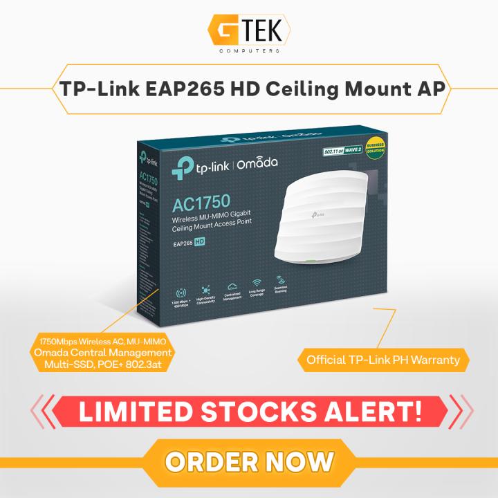 TP-Link EAP265 HD AC1750 Wireless MU-MIMO Gigabit Ceiling Mount Access ...