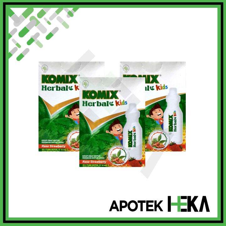 Komix Herbal Kids 10 ml Box isi 4 Tube - Sirup Rasa Strawberry Batuk ...