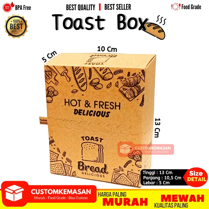 Toast Box Motif Isi 50 / Toast Tray / Dus Roti Bakar / Box Roti Toast ...