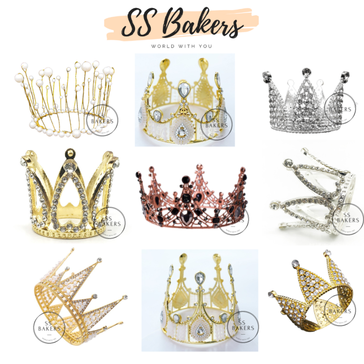 Crown Cake Topper Pearl Diamond Princess Queen Wedding Birthday Girl ...