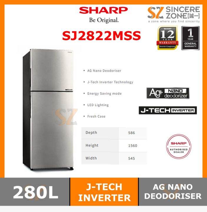 SHARP SJ2822MSS 280L Inverter Fridge | Lazada