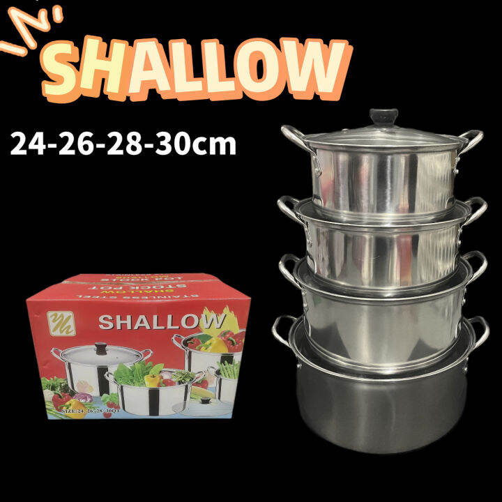 24-26-28-30CM SHALLOW COOKING STOCK POT CASSEROLE SET ( SHALLOW ) | Lazada PH