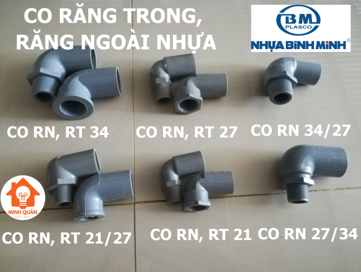 CO RĂNG TRONG, RĂNG NGOÀI NHỰA, PHỤ KIỆN ỐNG NHỰA PVC PHI 21, 21/27, 27 ...