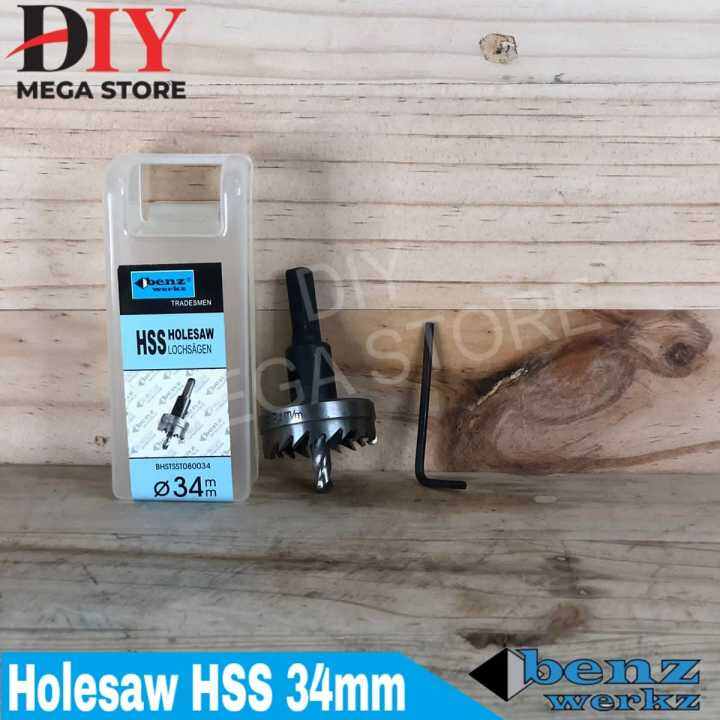 Mata bor holesaw HSS 34mm / mata bor plong besi tipis, kayu benz werkz ...