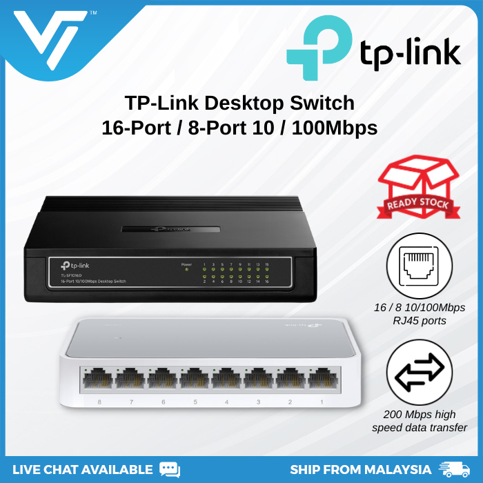 TP-Link Desktop Switch (16-Port (TL-SF1016D) / 8-Port (TL-SF1008D) 10 ...