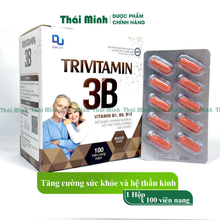 Trivitamin 3B hộp 100 viên nang mềm - Bổ sung Vitamin nhóm B (B1 - B6 - B12) hỗ trợ tăng cường ...