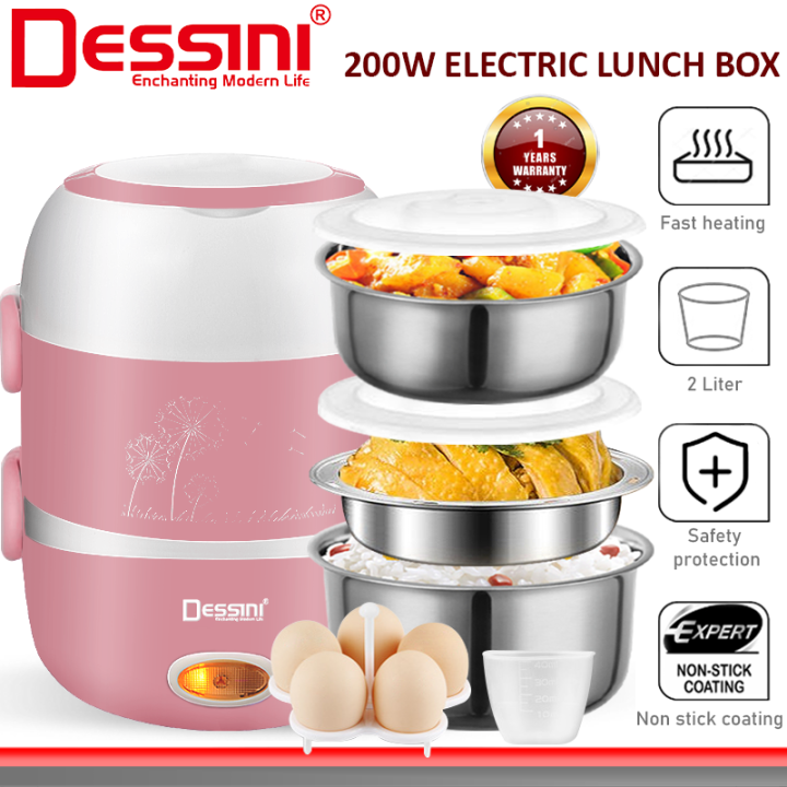 DESSINI ITALY 2L Electric Rice Cooker Lunch Box Non Stick Stainless ...