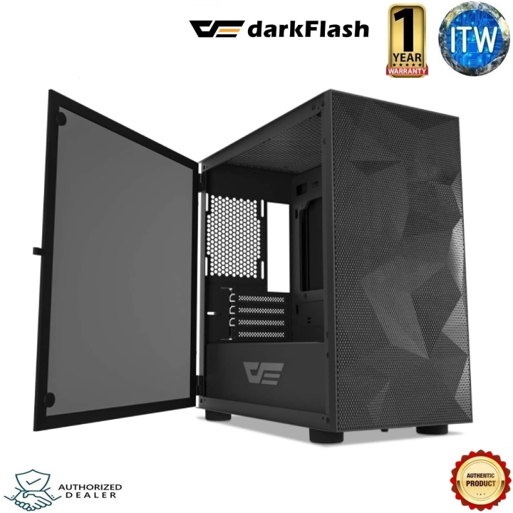 darkFlash DLM21 MESH Micro ATX Computer Case with Tempered Glass Side ...