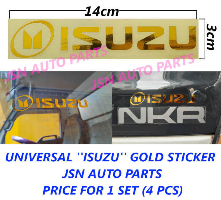 J12S04 UNIVERSAL 14CM X 3CM ''ISUZU'' GOLD STICKER LOGO EMBLEM FOR ALL ...