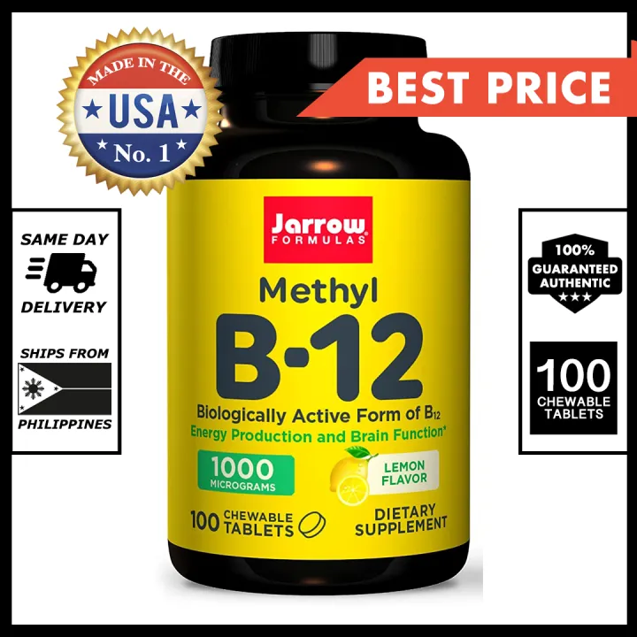 Jarrow Formulas Methyl B-12 1000 mcg - 100 Chewable Tablets, Lemon ...
