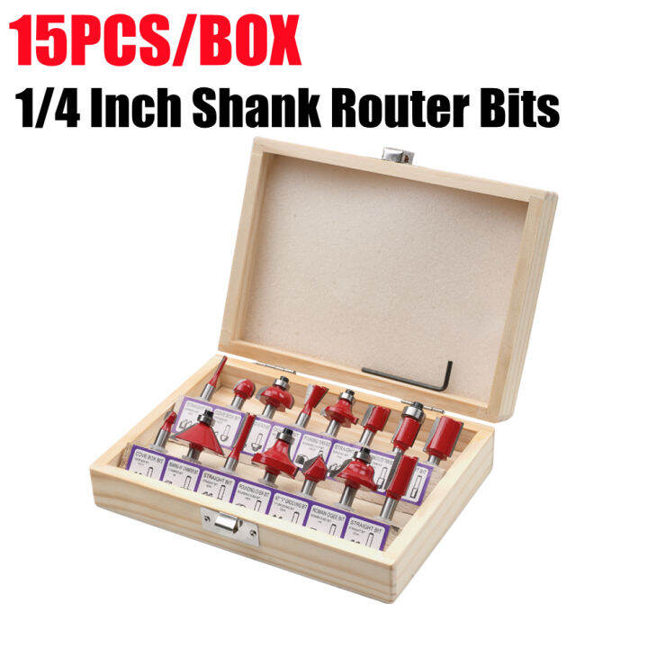 15pcs 1/4 Inch Router Bit Set Trimming Straight 1/4 Shank Milling ...
