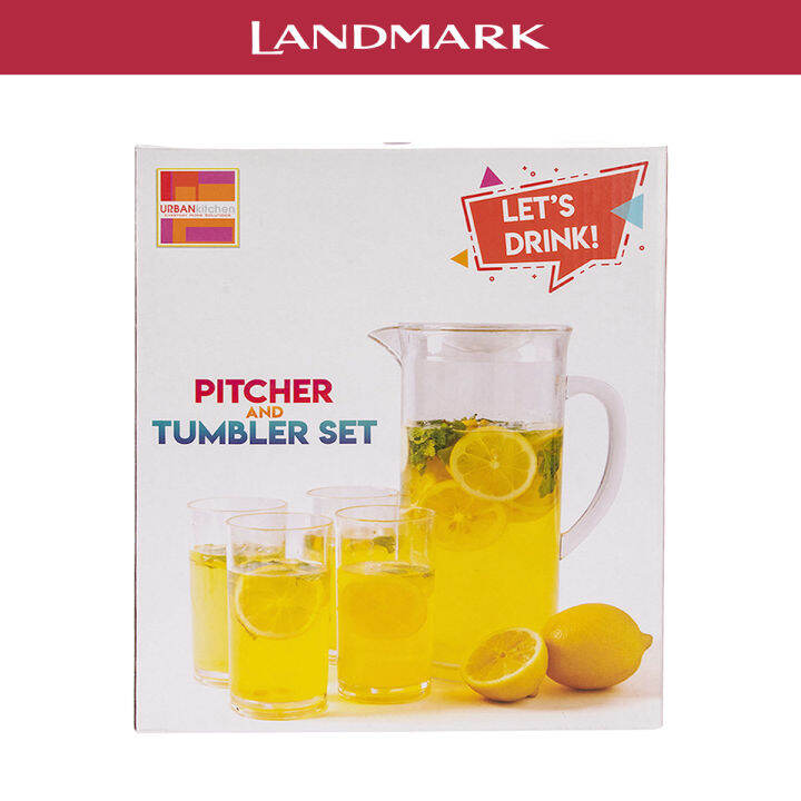 Landmark - Urban Kitchen Pitcher Set With 4 Tumbler - Clear | Lazada PH