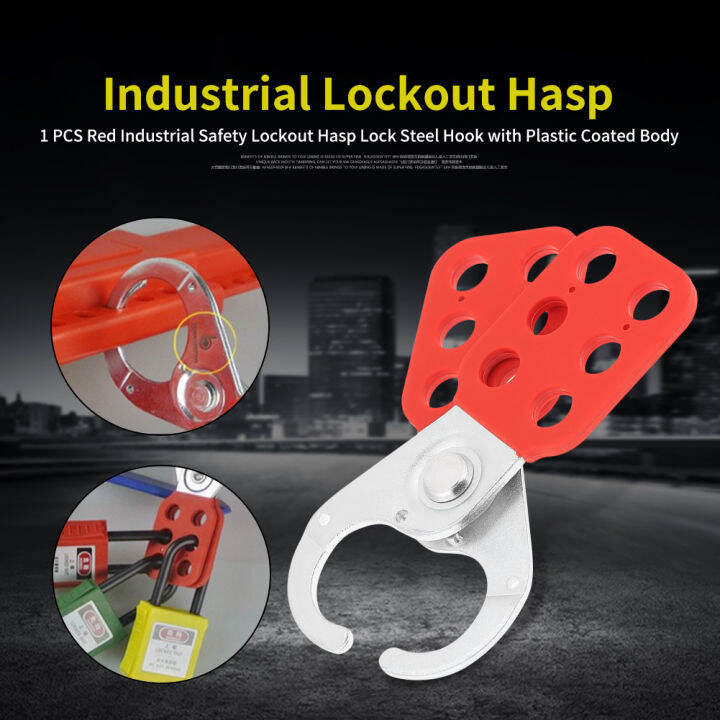 Safety Lockout Hasp Lock Steel Hook with Plastic Coated Body Red ...