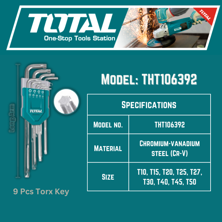 Total THT106392 9 Pcs Torx Key | Lazada