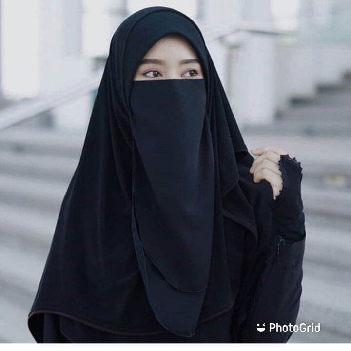 CADAR TALI 2 LAYER NIQAB TALI IKAT NIQOB TANPA JAHITAN BAWAH MATA SIFON CERUTY | Lazada Indonesia