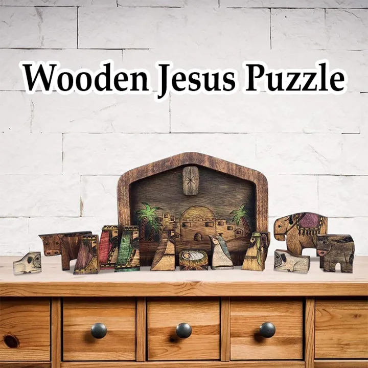 Wooden Jesus Nativity Puzzles Set Jesus Puzzles Statue Nativity Puzzles ...