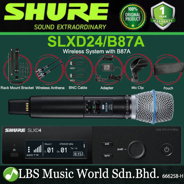 Shure SLXD24/B87A Digital Wireless Microphone System with Beta 87A Handheld Transmitter Mic ...