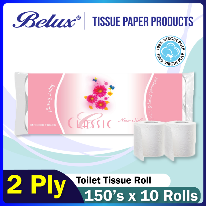 New Soft Pulp Toilet Tissue Roll 2 PLY (150 Sheets x 10 Rolls x 1 Bag ...