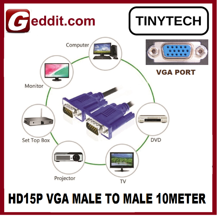 TINYTECH HIGH DENSITY 15 PIN VGA MALE TO MALE CABLE 10METER (CAB-VGA-1515M/10) | Lazada