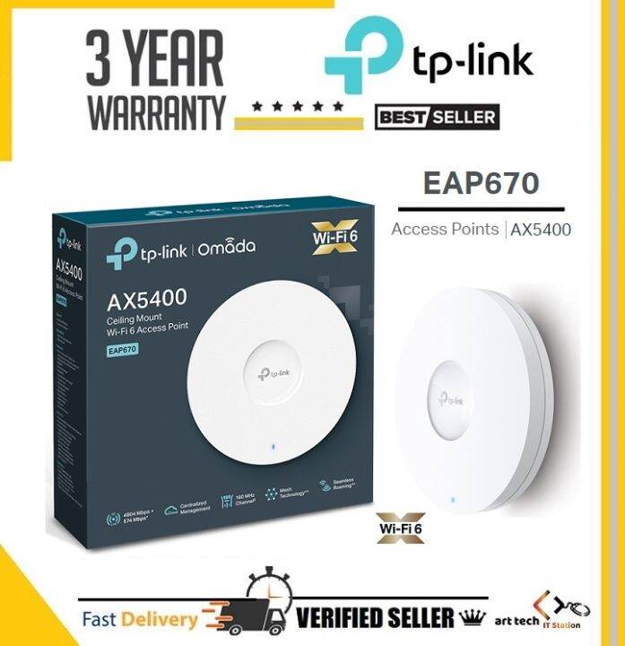 TP-LINK EAP670 AX5400 CEILING MOUNT DUAL BAND WIFI 6 ACCESS POINT | TL ...