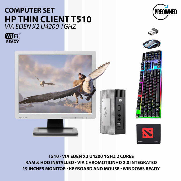 HP THIN CLIENT T510 / VIA EDEN U2400 1GHZ 2 CORES / 4GB RAM 160GB HDD / CHROMOTIONHD 2.0 ...