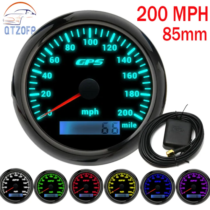 7 Colors LED 0-200MPH Digital GPS Speedometer Odometer Gauge MPH Meter ...