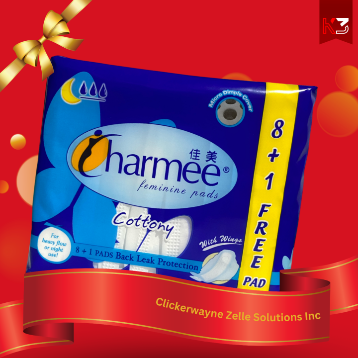 Charmee Feminine Pads with Wings for Heavy Flow or Night Use 8+1 Pad ...