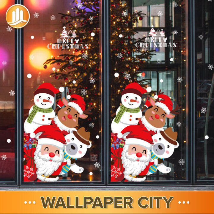 Christmas Window Decals Santa and Cozy House Stickers Design Self ...