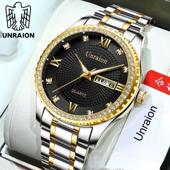 UNRAION นาฬิกาผู้ชายพร้อมปฏิทินกันน้ำส่องสว่าง Non-Mechanical 2022สาย ...