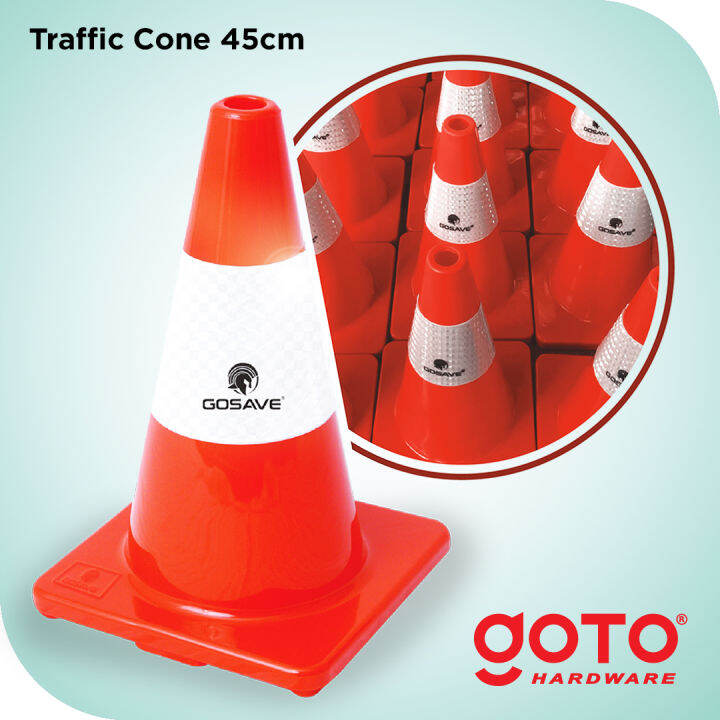 GOSAVE Traffic Cone 45cm Base Hitam PVC Kerucut Jalan 45 cm Orange ...