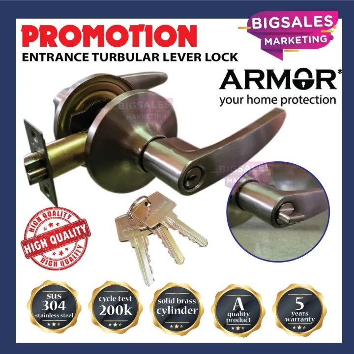ARMOR BRAND Stainless Steel Tubular Lever Lock Door Lock Set | Lazada