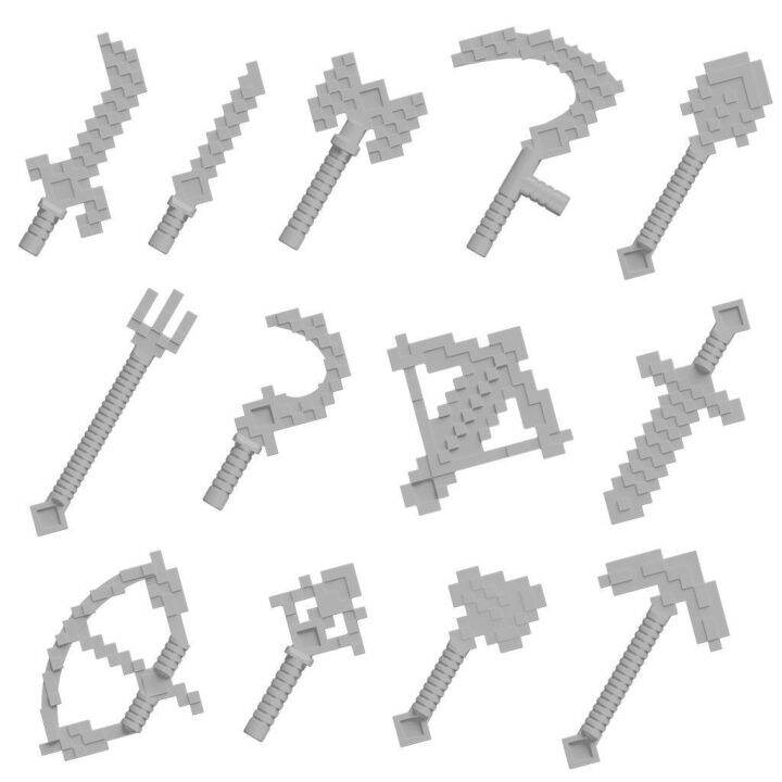 heyushi13062 Compatible with LEGO Minecraft Characters HIM Weapon Tools ...