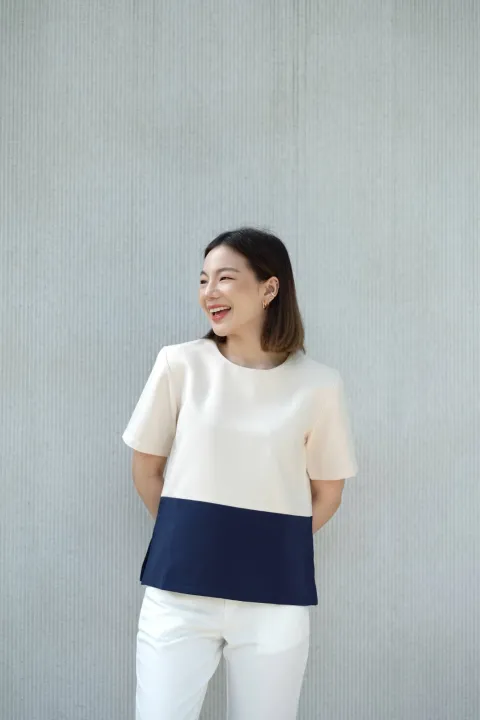 aandoB Twotone shoku blouse | Lazada.co.th