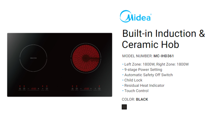 Midea Premium Built-in Induction & Ceramic Hob | MC-IHD361 | Lazada