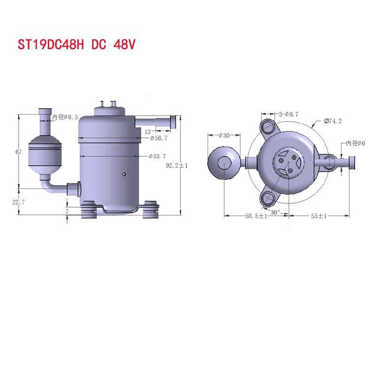 PURSWAVE ST19DC DCTiny Compressor 12V24V48V MAX 450W capacity R134a for ...