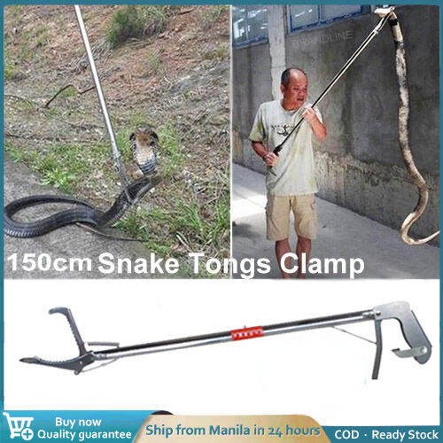 1.5M Stainless Steel Snake Tongs Reptile Grabber Catcher Wide Jaw Snake ...