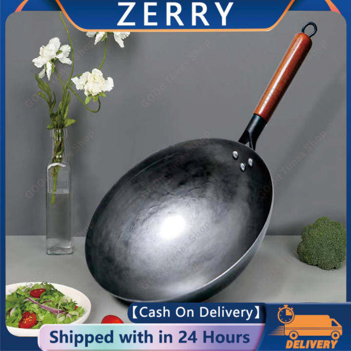 Full Seasoned Carbon Steel Wok Pan (Heavy duty) Fudong Wok Kawali 32cm 36cm 38cm | Lazada PH