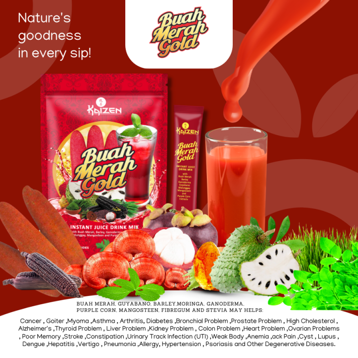 ORIGINAL Buah Merah Gold 10 Sachets 1 Pouch (Trial Pack) BUAH MERAH ...