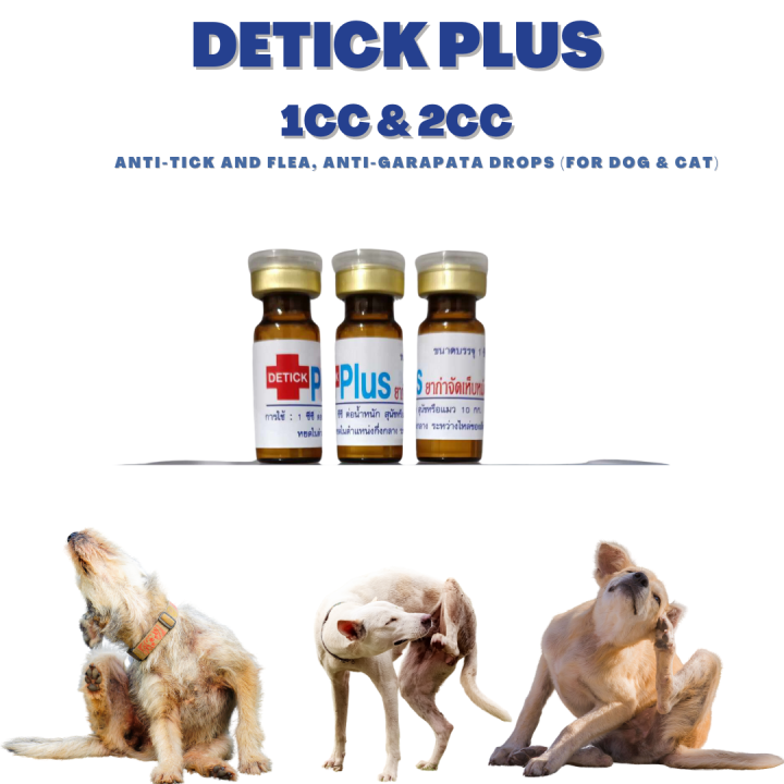 Detick Plus 1cc or 2cc Anti Tick & Flea for Dogs and Cats plus syringe ...